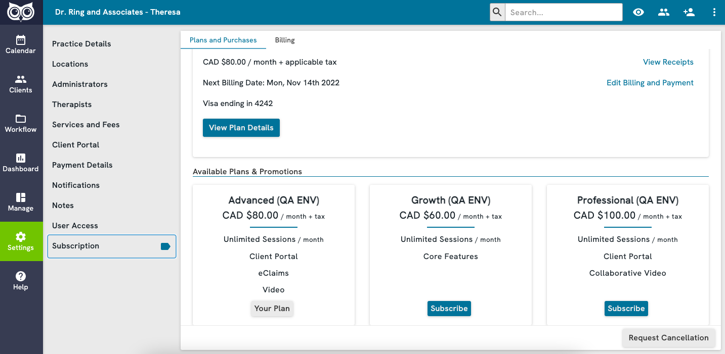 Subscription - owlpracticesuite